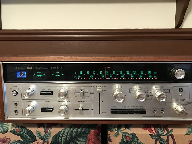 sansui qrx-6500 quad stereo 1972 silver/ walnut | Reverb