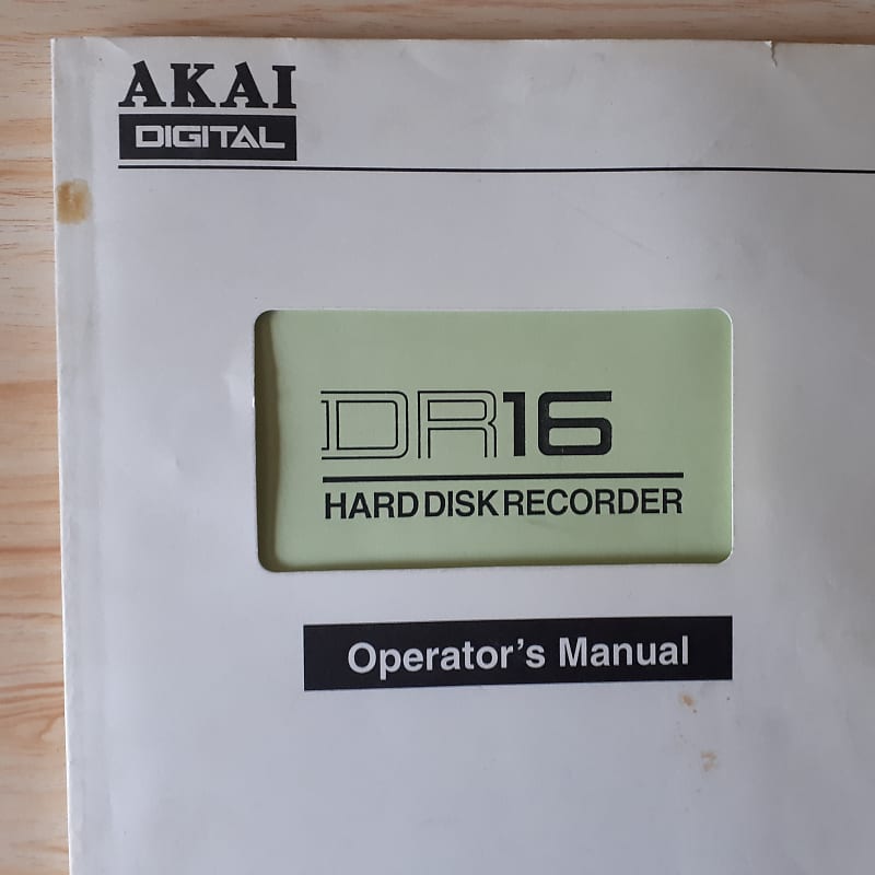 Akai Digital DR 16 Hard disk Recorder Operators Manual | Reverb UK
