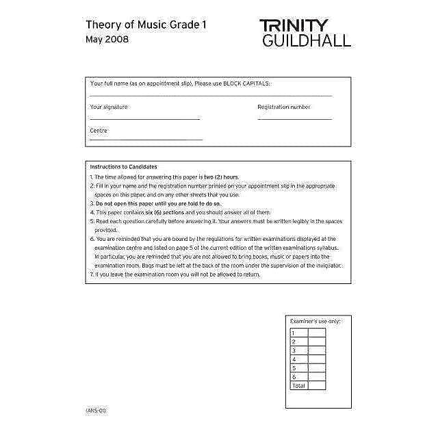 Trinity College London Past Theory Exams | Reverb UK