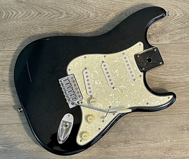 Squier Stratocaster Loaded Body Black Finish with Pearloid | Reverb