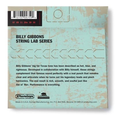 Dunlop Billy gibbons .07-.038 electric strings | Reverb