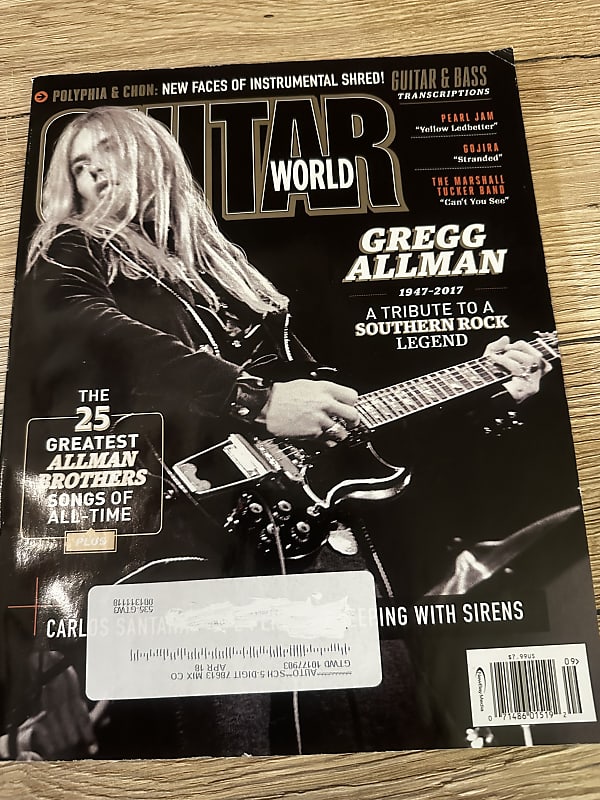 Guitar World Gregg Allman Tribute Sept 2017 Back Issue with | Reverb