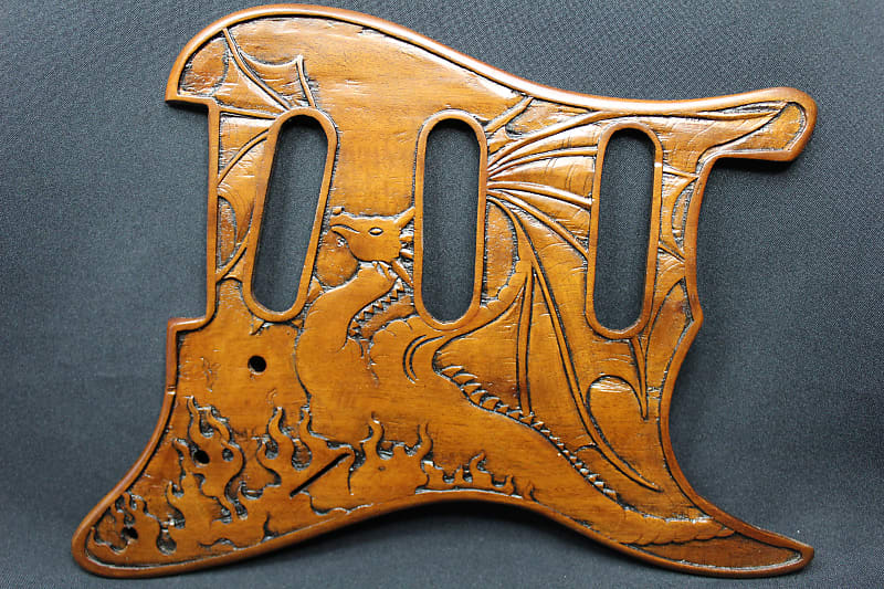 Custom Wooden Stratocaster Pickguard Dragon Design #1 | Reverb