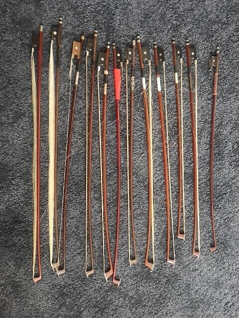 Collection Of 12 violin bows Various Sizes And Weights used | Reverb