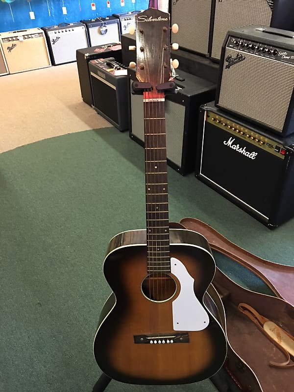 Vintage Silvertone Harmony H621 Acoustic Guitar w/ Case | Reverb