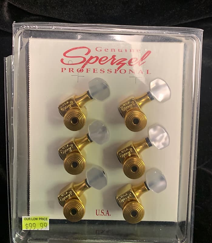 Sperzel 6 Inline T/L Gold Plated Locking Tuners/ Pearl | Reverb