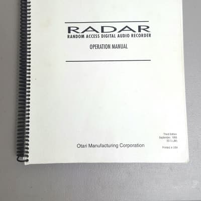 Otari Radar Digital Recorder - Original Operation Manual - | Reverb