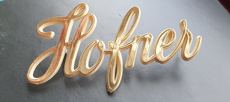 Hofner NOS 60's violin bass headstock plastic logo decal | Reverb
