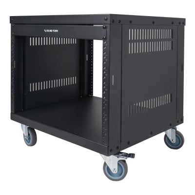 STRK-M8U | 8U Universal Steel Rack, w/ 3" Locking Casters, | Reverb