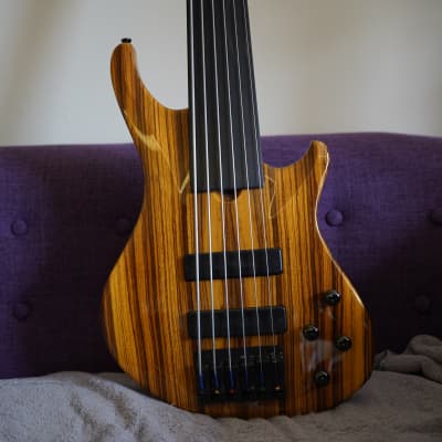 Roscoe SKB-3006 - ZEBRA TOP - Fretless 6 string bass | Reverb