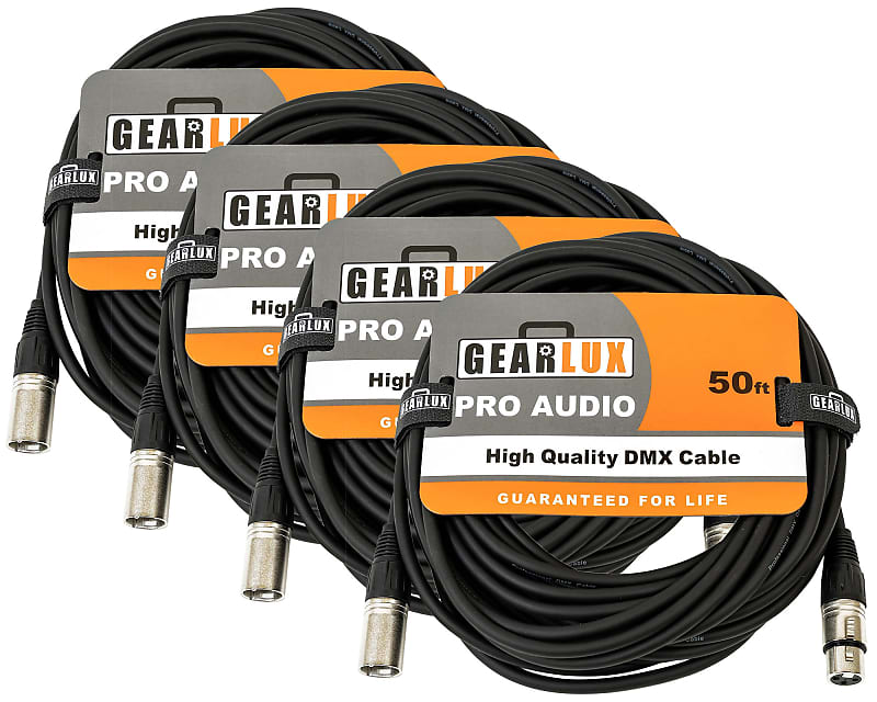 Gearlux 50-Foot 3-Pin Male-to-Female DMX Cable - 4 Pack | Reverb