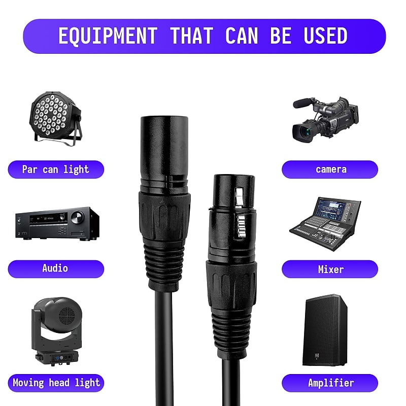 Dmx Cable 10 Ft, 6 Pack Flexible 3 Pin Dmx Cable Pack Xlr | Reverb