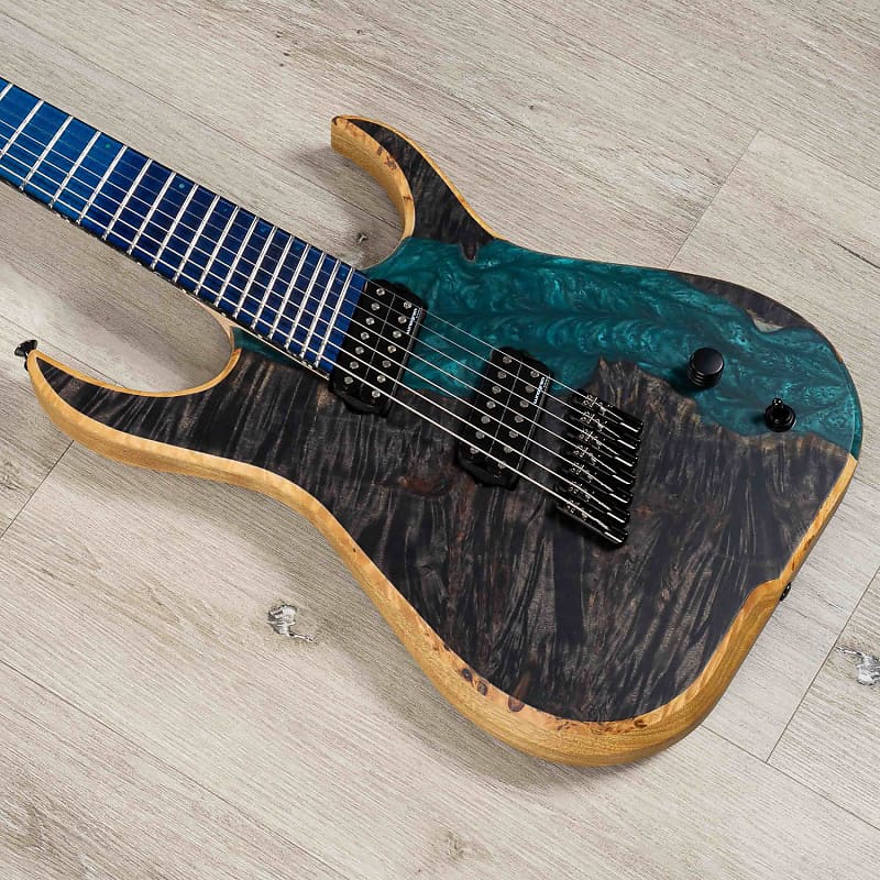 Skervesen Raptor 7 7-String Multi-Scale Guitar, Blue-Stained | Reverb