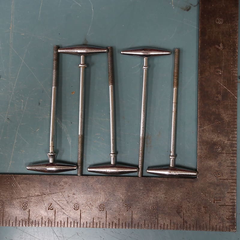 Vintage Torpedo Bass Drum T-Rods, 5" Length, Set of 5 | Reverb