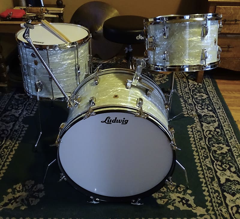 Ludwig 3pc kit 1965 - White Marine Pearl | Reverb