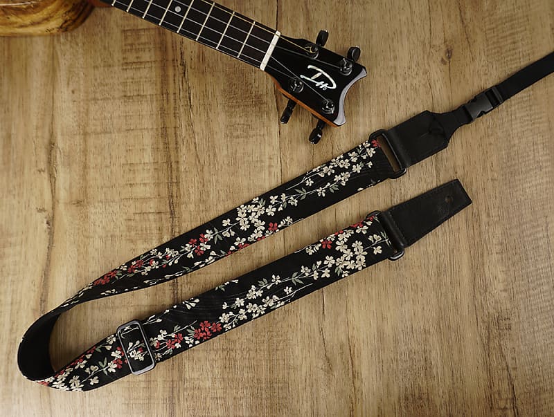 weeping cherry ukulele shoulder strap with leather ends | Reverb