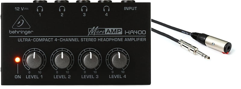 Behringer MicroAMP HA400 4-channel Headphone Amplifier Bundle | Reverb