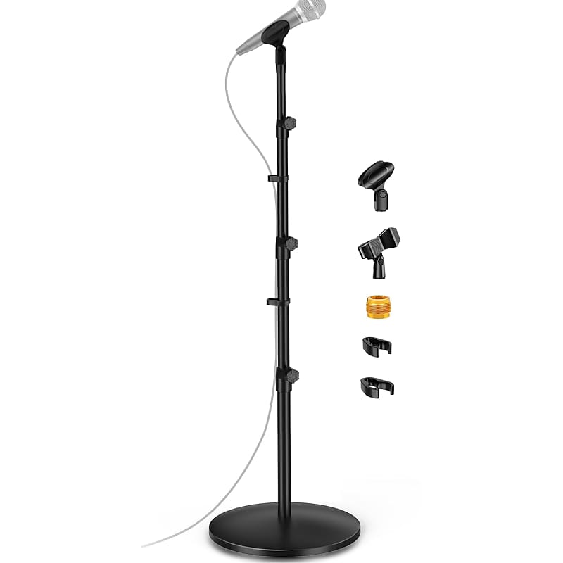 Microphone Stand Round Base, Heavy Duty Adjustable Metal Mic | Reverb