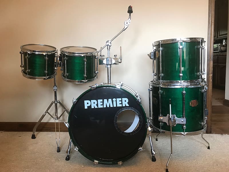 Premier Signia 5 Piece Drum Set Late 1990's - Emerald Green | Reverb