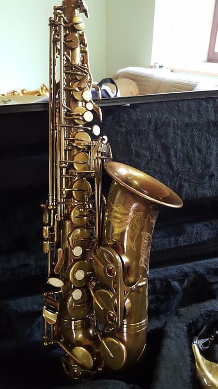 "STAGG" Es-Alt-Saxophon-antik (naturbel. -Kunstgravur-NEU-mit | Reverb