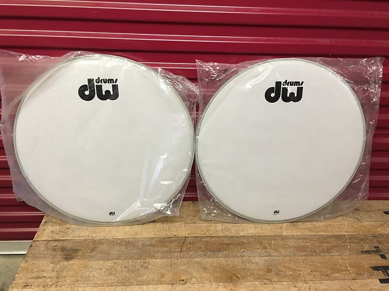 Dw Logo Coated 22 Bass Drum Heads Pair 2 Reverb