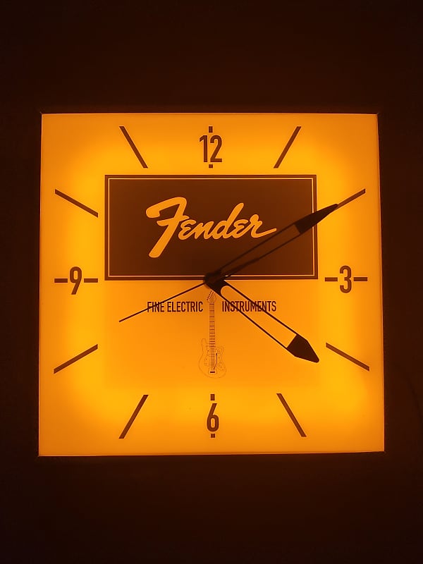 1963 Fender Musical Instruments Dealer Style Light-Up Clock | Reverb