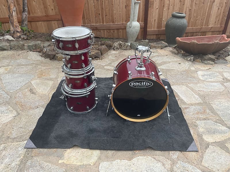 PDP CX Maple 5pc Drum Set kit red lacquer- fair condition - | Reverb