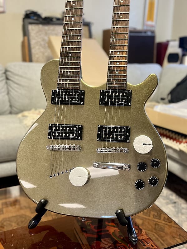 Dean EVO-DN76 Double Neck Silver Sparkle | Reverb