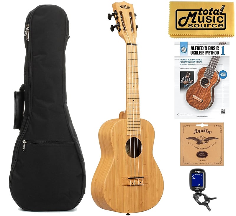 Kala KA-BMB-C All Solid Bamboo Concert Ukulele, Book Bundle, | Reverb