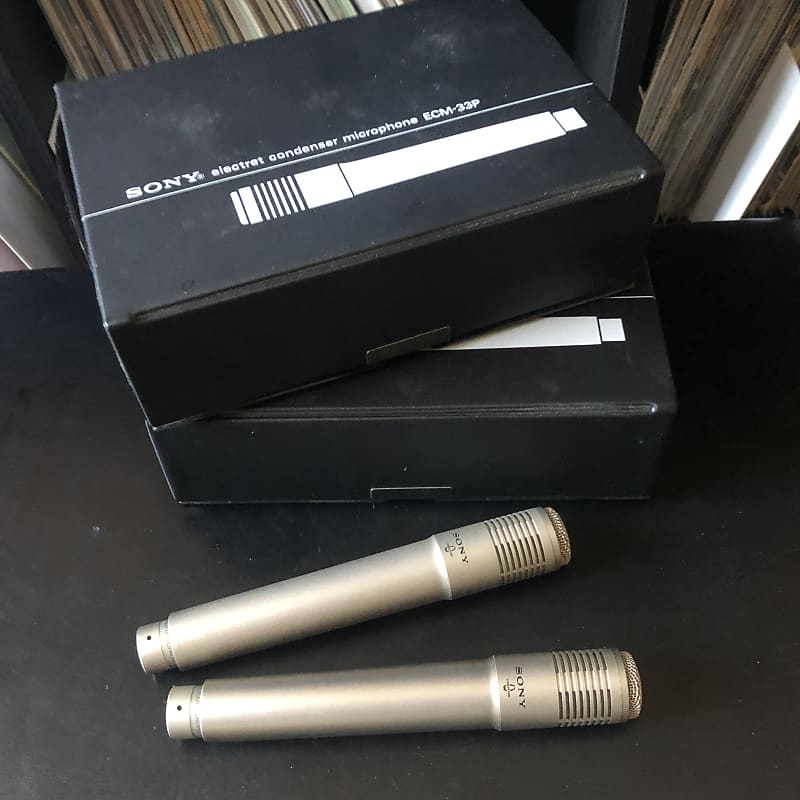 Pair of 70's Sony ECM-33P Condenser Microphones | Reverb