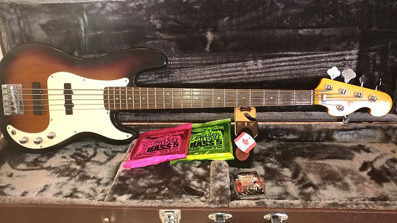 SX Vintage Series 5 String Bass Sunburst w/ Phitz Hard Case | Reverb