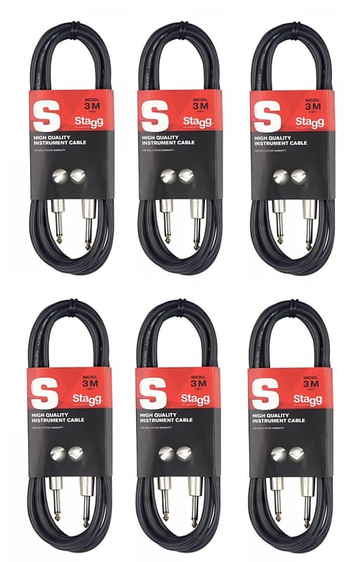 6 Stagg SGC3DL 10 Foot Professional Guitar Cable With Noise | Reverb