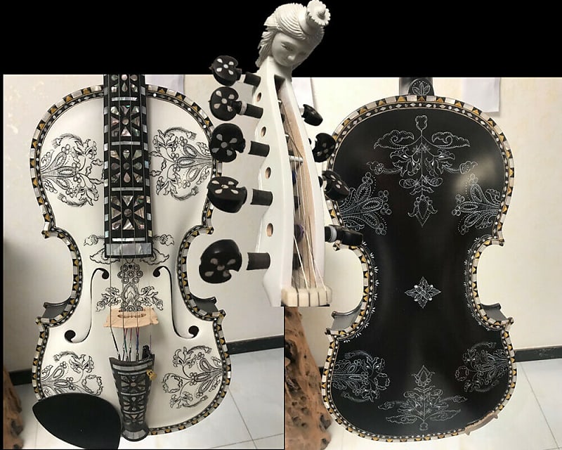 Deluxe fancy Norwegian fiddle 4/4 violin 9 strings Hardanger | Reverb