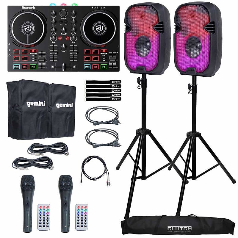 Party Rave LED Light 8" Powered Bluetooth Speakers Pair w | Reverb