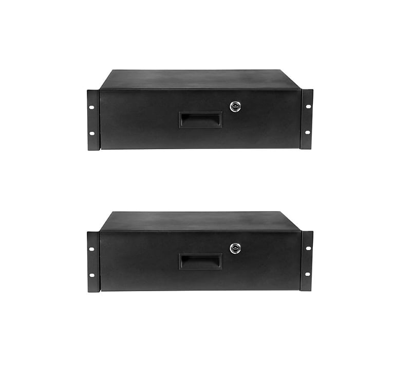 2 Black 3u Space Deep Rack Case Drawer w/ Lock & Keys by | Reverb