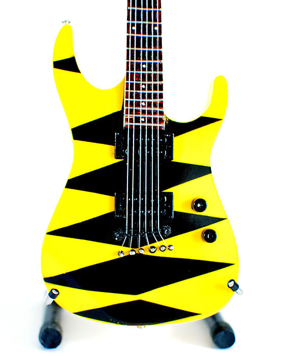 STRYPER 10" Miniature Guitar Michael Sweet Black Yellow CC | Reverb