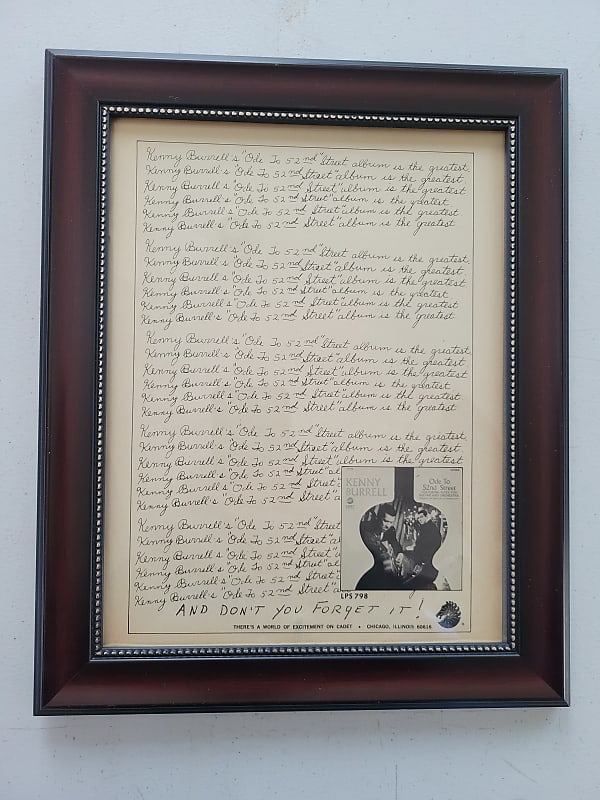 1968 Cadet Records Promotional Ad Framed Kenny Burrell Ode To | Reverb