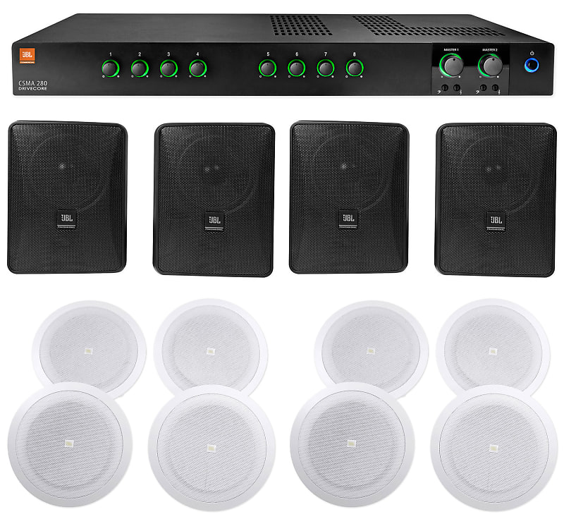 JBL CSMA280 Commercial Amplifier+(4) 6.5" Black+(8) 8" Ceiing | Reverb