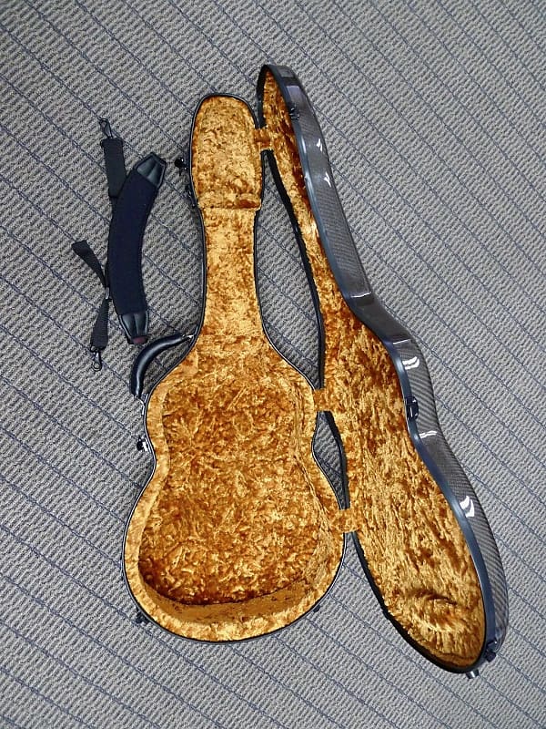 Hoffee Deluxe Carbon Fiber Case, Dreadnought, Brown/Gold, | Reverb