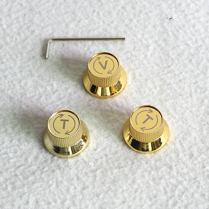 Gold 3pcs Guitar Volume Tone Metal Control Knobs | Reverb
