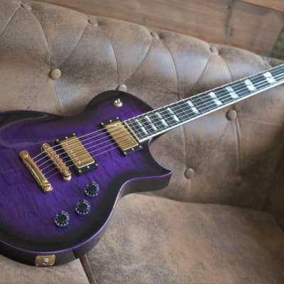 ESP USA Eclipse QM SD - Dark Purple Sunburst w/matching | Reverb