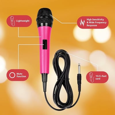 Wired Microphone for Karaoke, (Pink) - Unidirectional Dynamic | Reverb