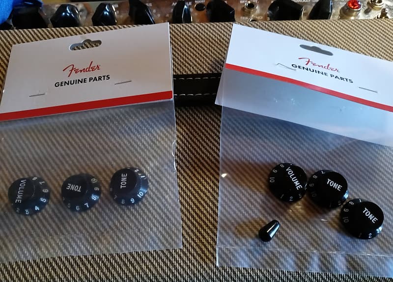 Genuine Fender Strat Knobs 2022 Black, New V, T, T, plus | Reverb