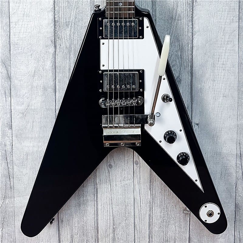 Epiphone Flying V, Maestro Vibrola Tremolo, Ebony, | Reverb