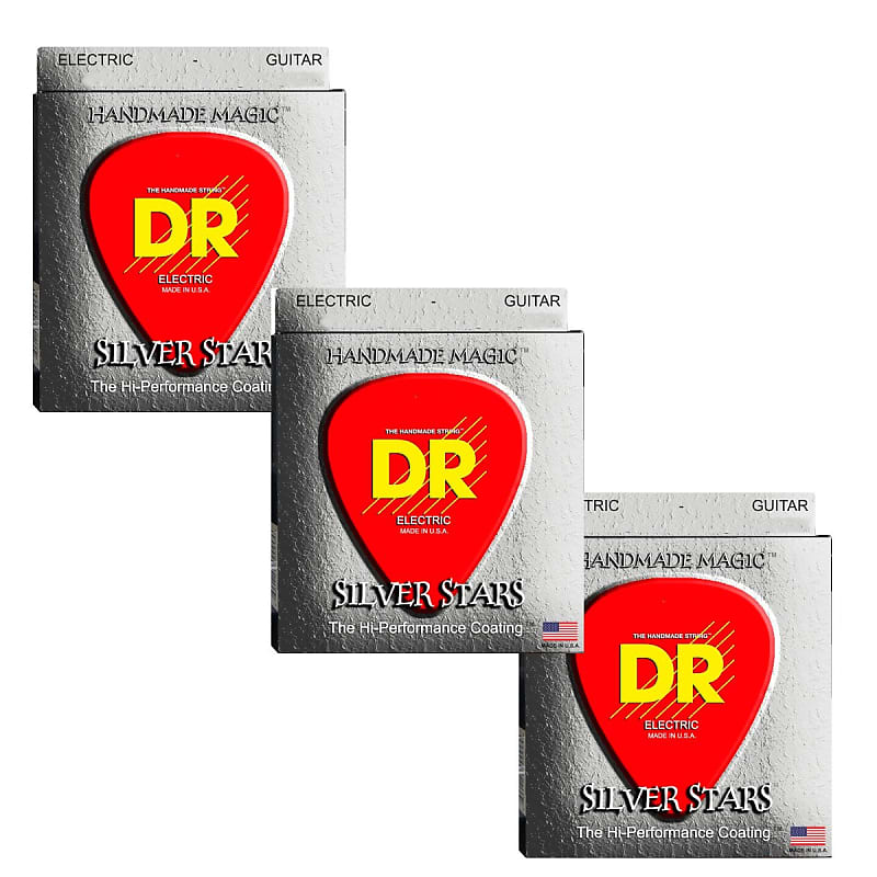 DR Guitar Strings Electric 3-Sets Silver Stars K3 High | Reverb