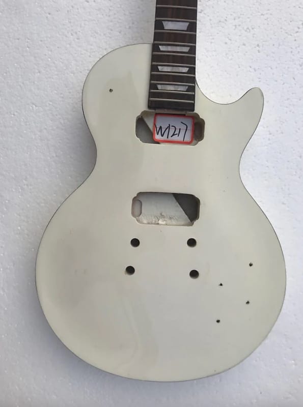 Guitar LP Style Body with Neck Glossy White DIY Set | Reverb