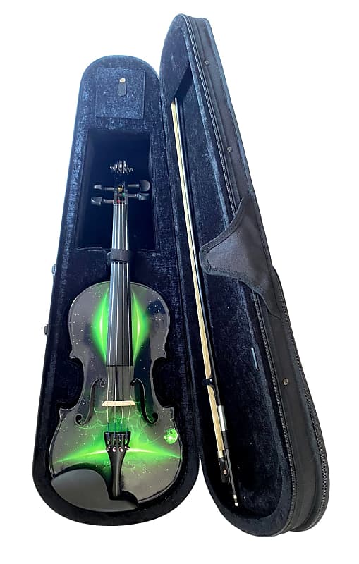 Rozanna's Neon Green Galaxy Ride Violin 1/4, Brazilwood bow, | Reverb