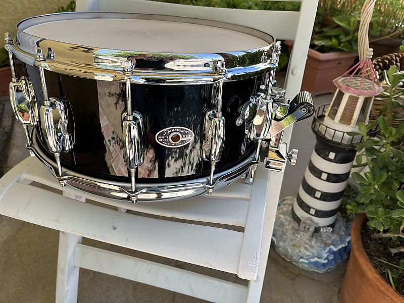 Slingerland Spitfire Early 80s - Gloss Black 12 lug Snare | Reverb