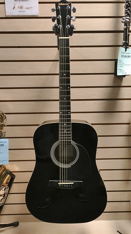 Johnson JG-610-B Black Acoustic Guitar | Reverb