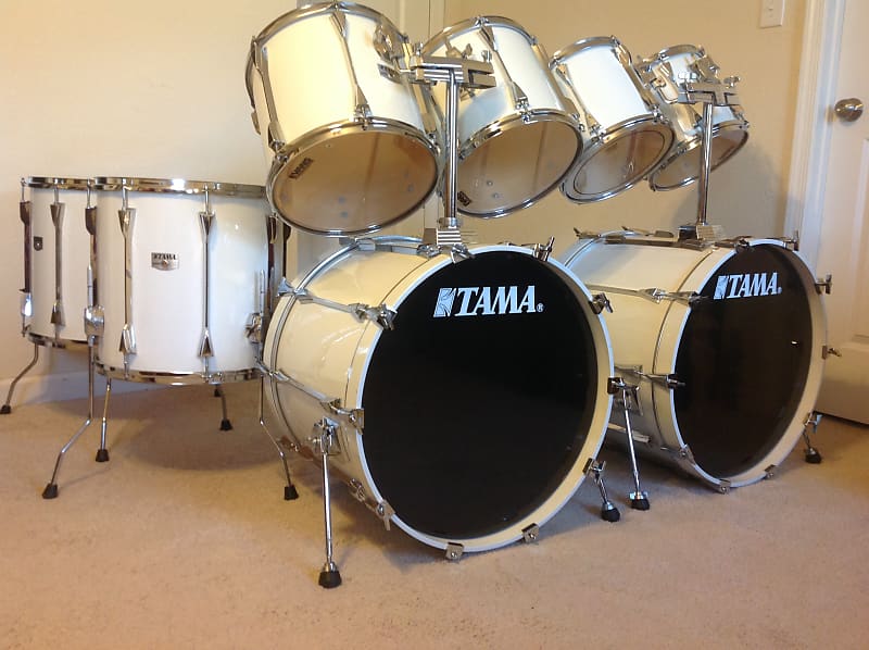Tama Granstar ll 1992 Snow White Double Bassdrum Drumset | Reverb
